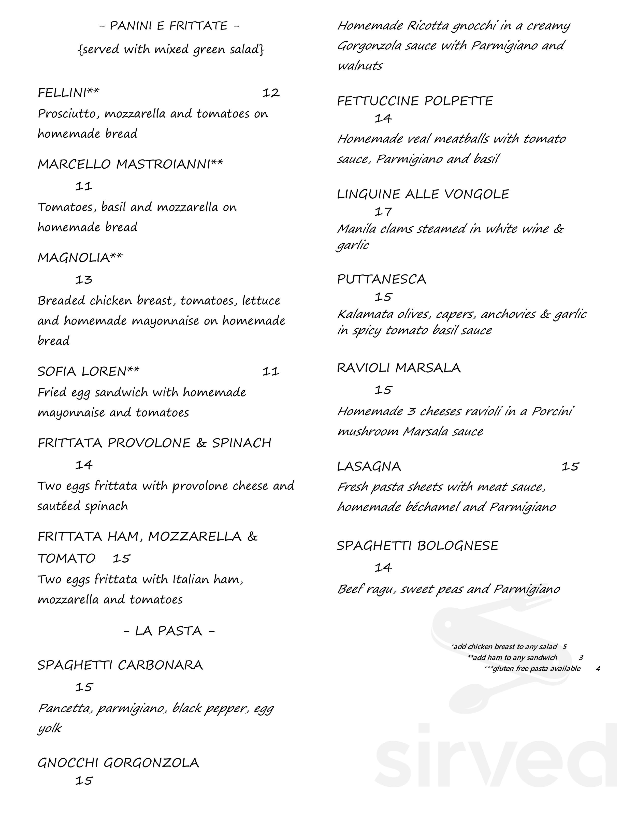 Menu - Seattle WA's Mondello Italian Restaurant | Sirved