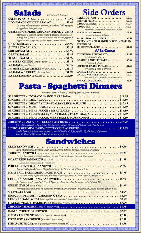 Petro's Pizza Restaurant menus in Cedartown, Georgia, United States