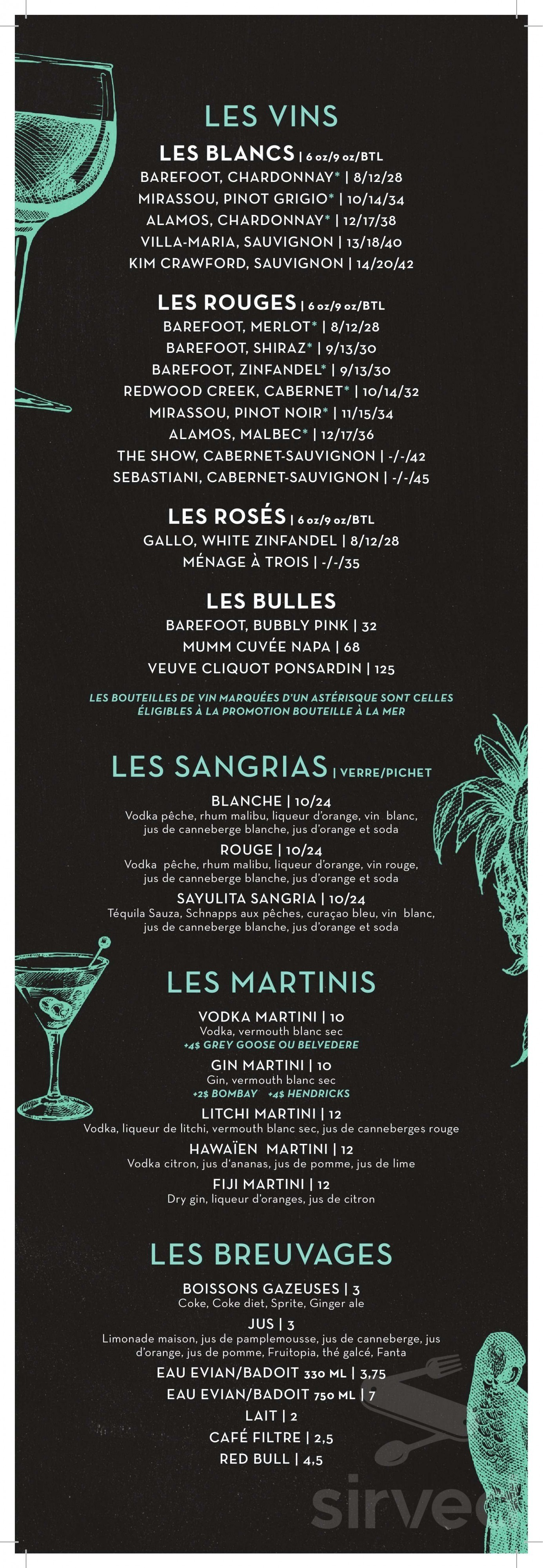 Centre Surf Inside Oasis Surf menu in Brossard, Quebec, Canada