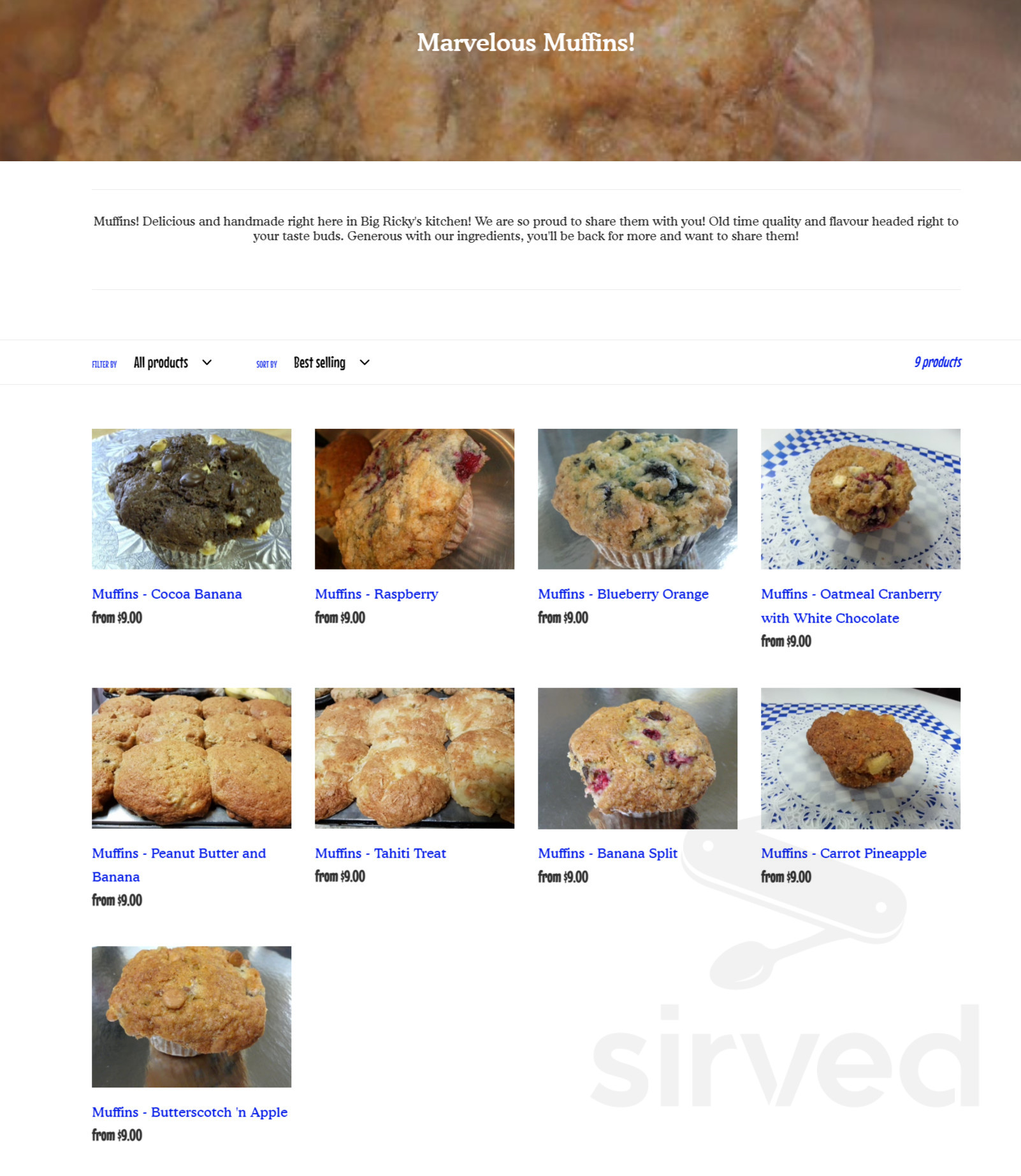 Big Ricky's Little Bake Shoppe menu in Chatham, Ontario, Canada