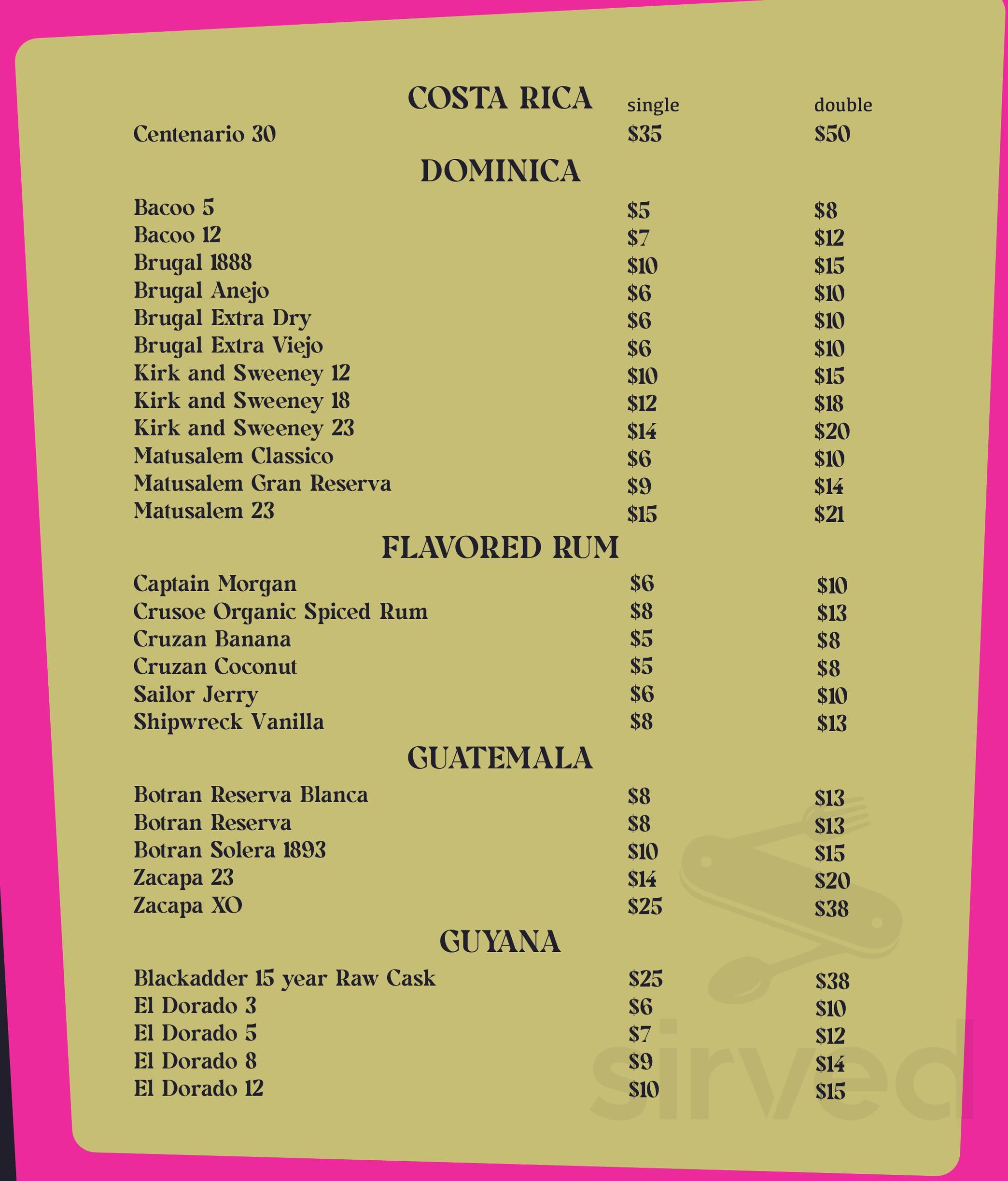 Saturn Room menu in Tulsa, Oklahoma, USA