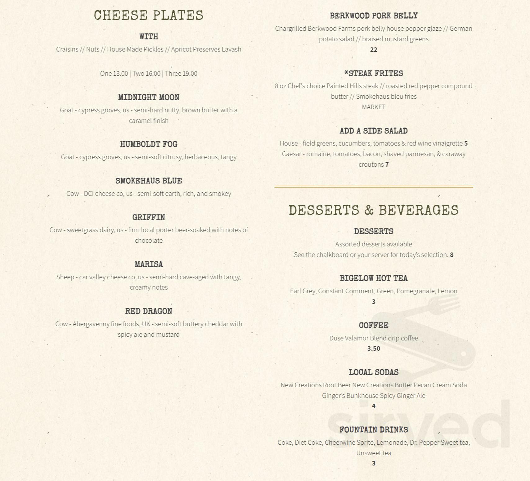 Trappeze Pub menu in Athens, Georgia, USA