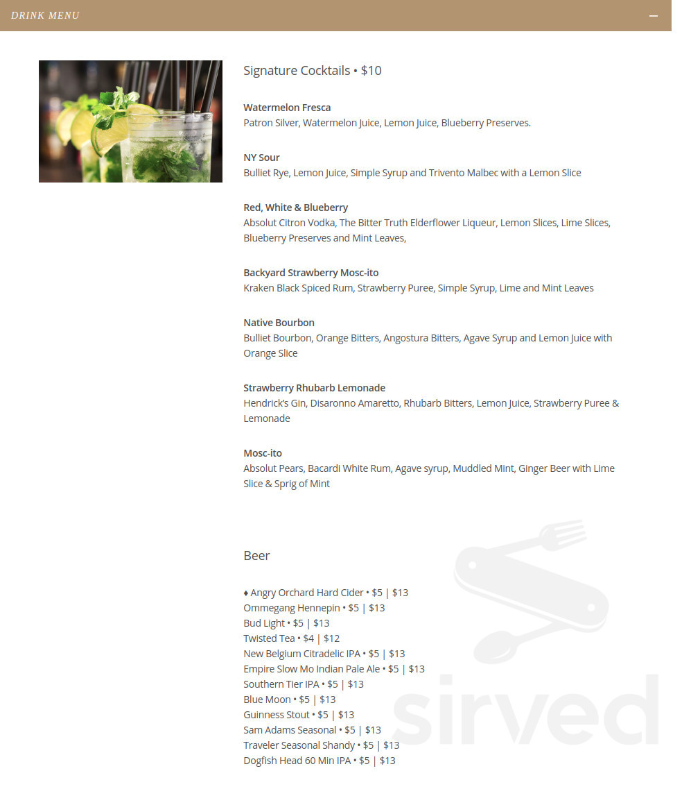 Tin Rooster at Turning Stone Resort Casino menu in Verona, New York, USA