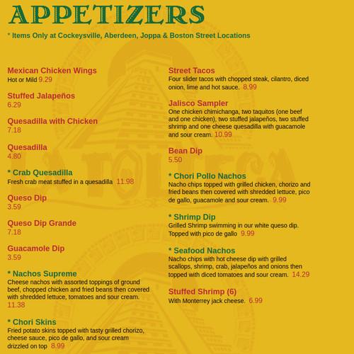 La Tolteca menu in Aberdeen, Maryland, USA