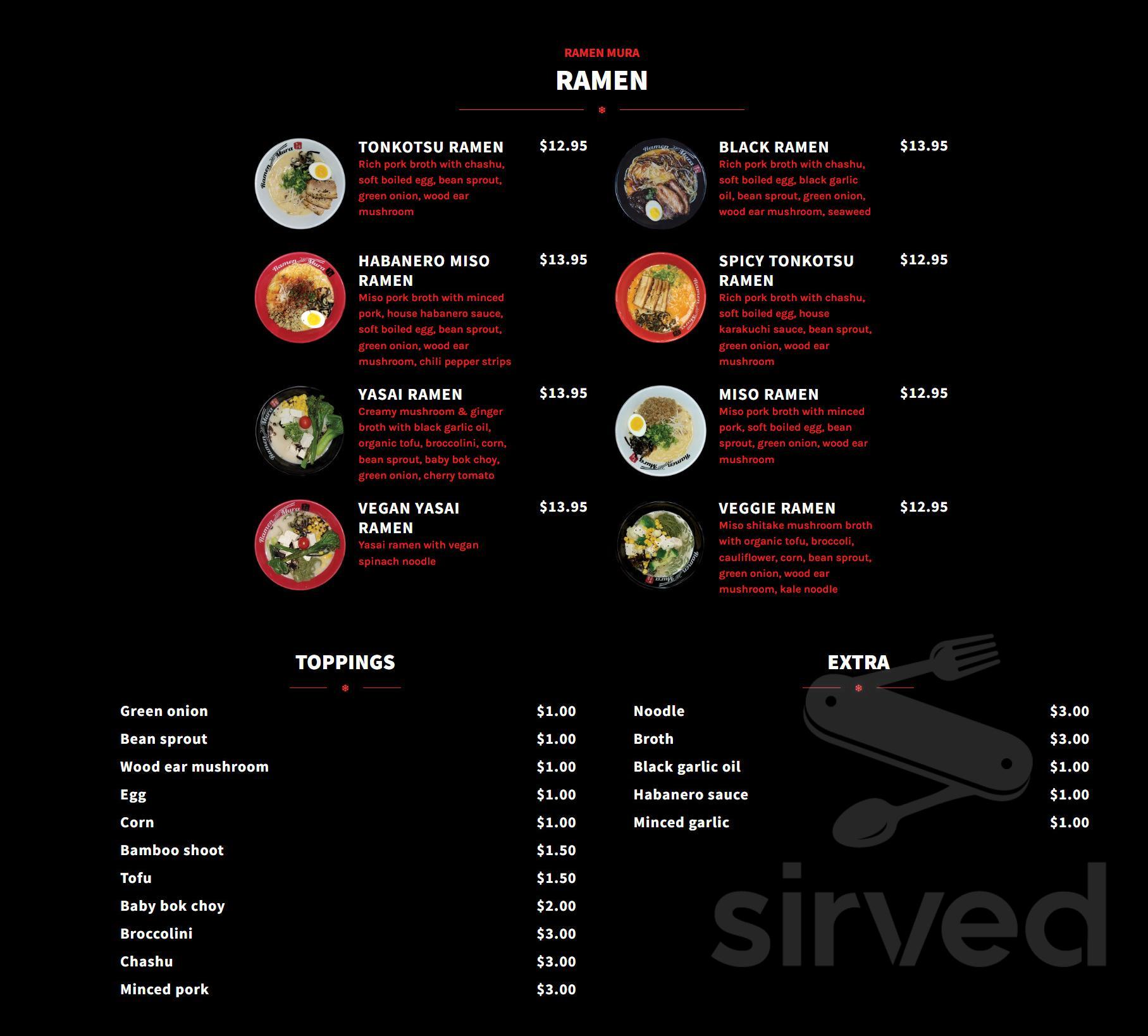 RAMEN MURA menu in Orange, California, USA
