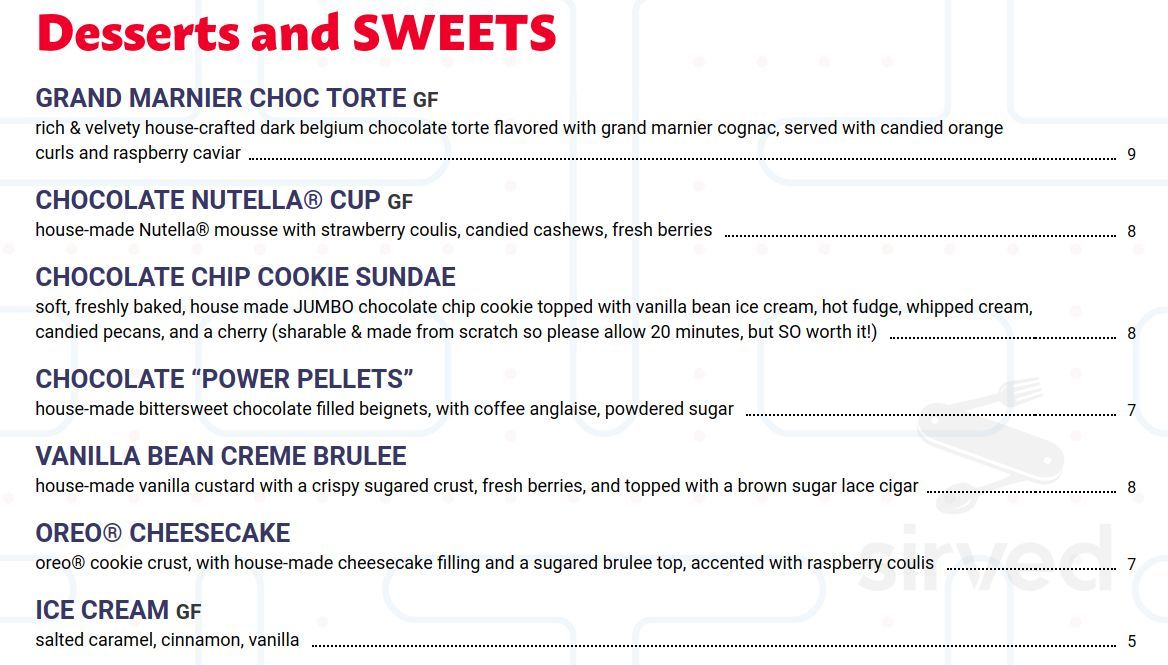 Enterrium menu in Schaumburg, Illinois, USA