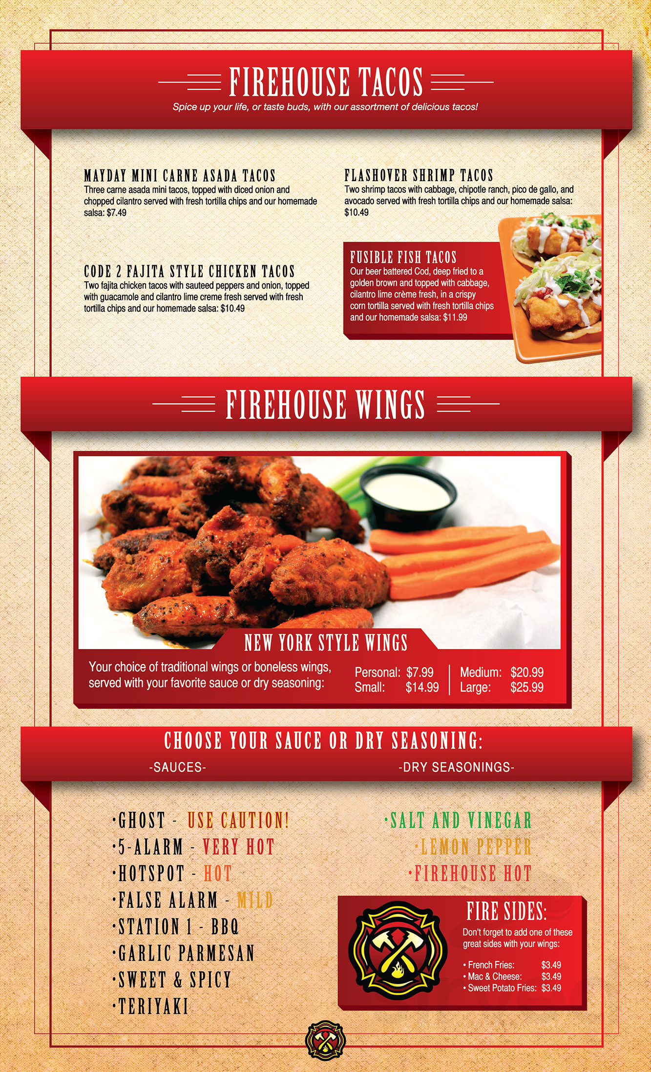 Firehouse Rosedale Station menu in Bakersfield, California, USA