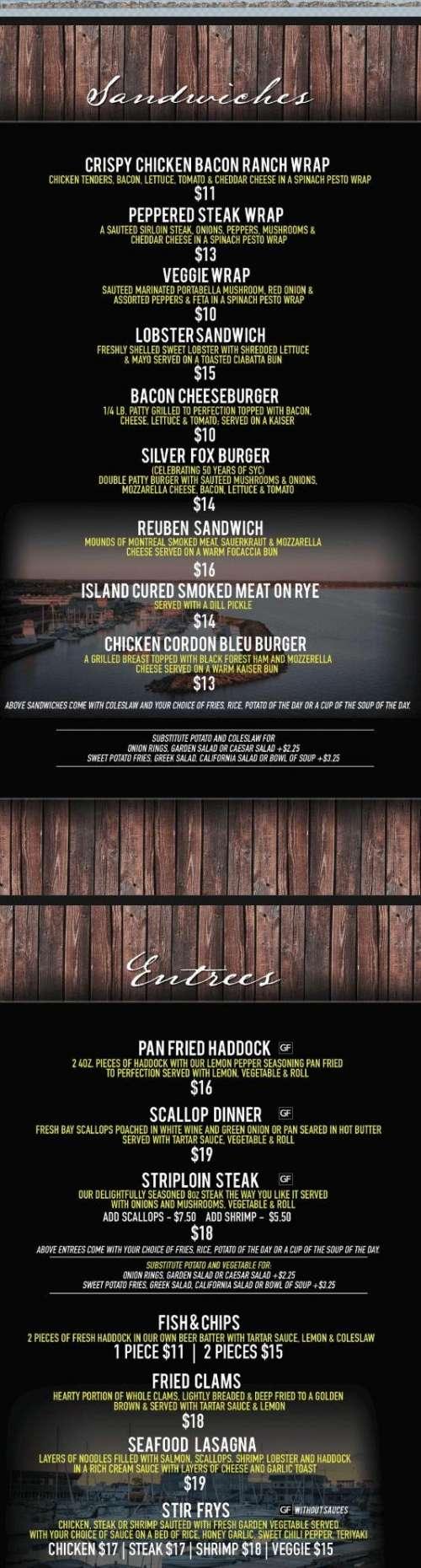 Breakwater Bar & Grill menu in Summerside, Prince Edward Island, Canada