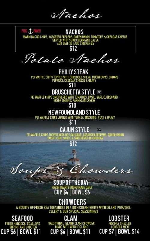 Breakwater Bar & Grill menu in Summerside, Prince Edward Island, Canada