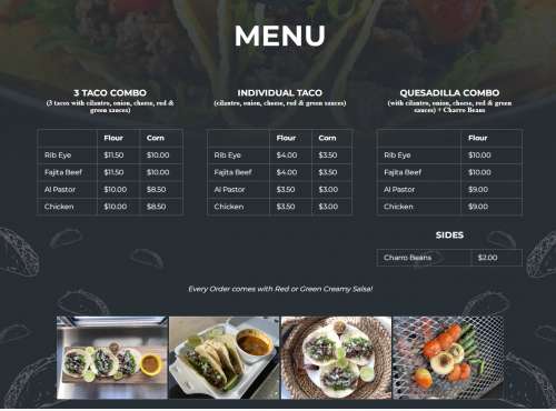Gino's Tacos- Food Truck & Catering menu in Longview, Texas, USA