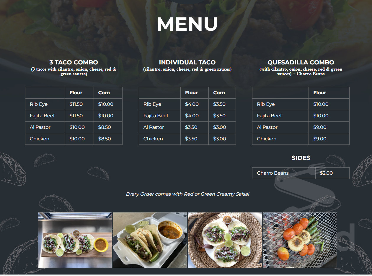 Gino's Tacos- Food Truck & Catering menu in Longview, Texas, USA