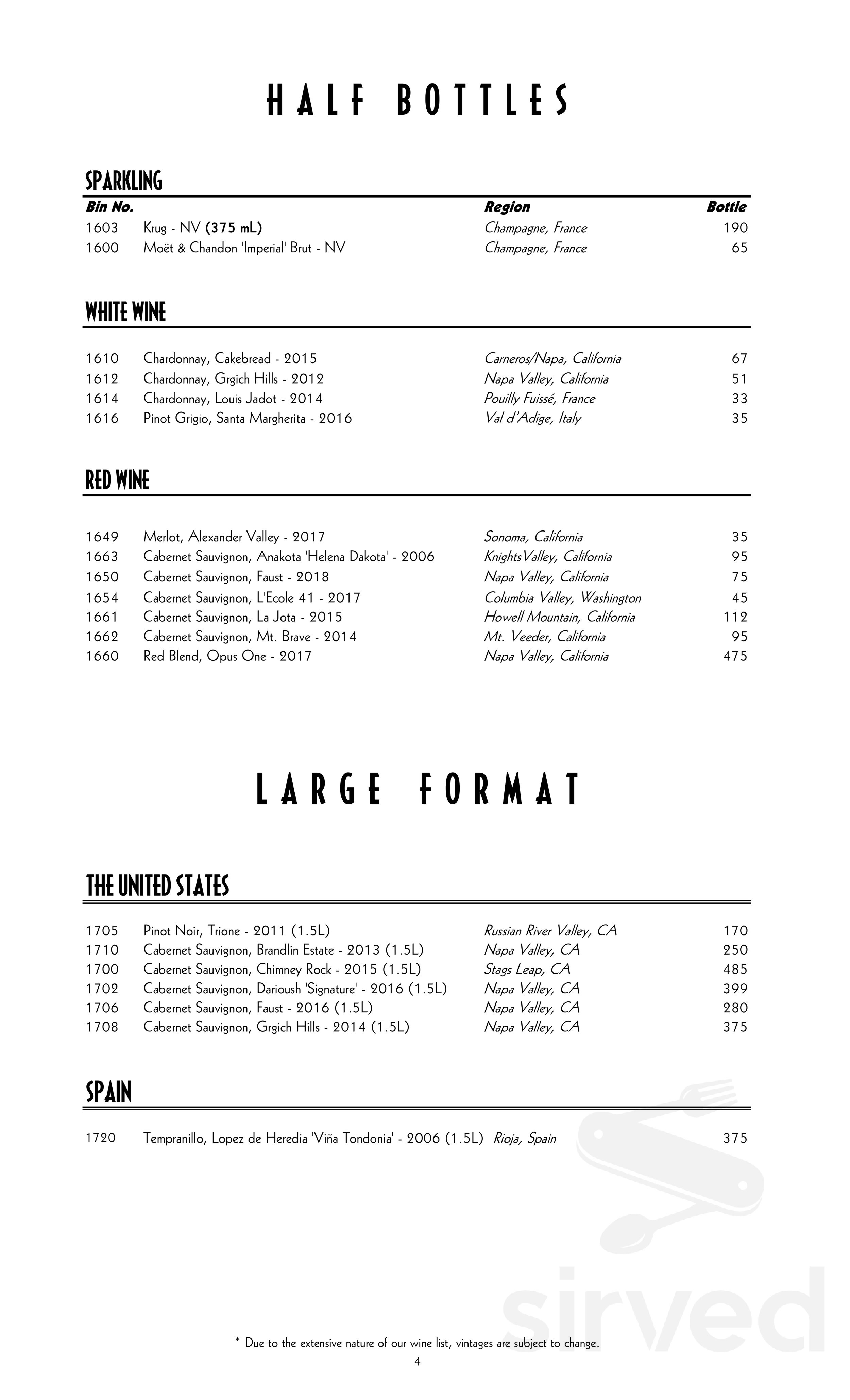 Jeff Ruby's Steakhouse, Columbus menus in Columbus, Ohio, United States