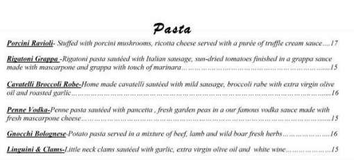 Menu for Grappa Ristorante in Warwick, NY | Sirved