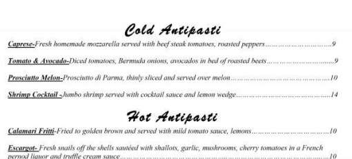 Menu for Grappa Ristorante in Warwick, NY | Sirved