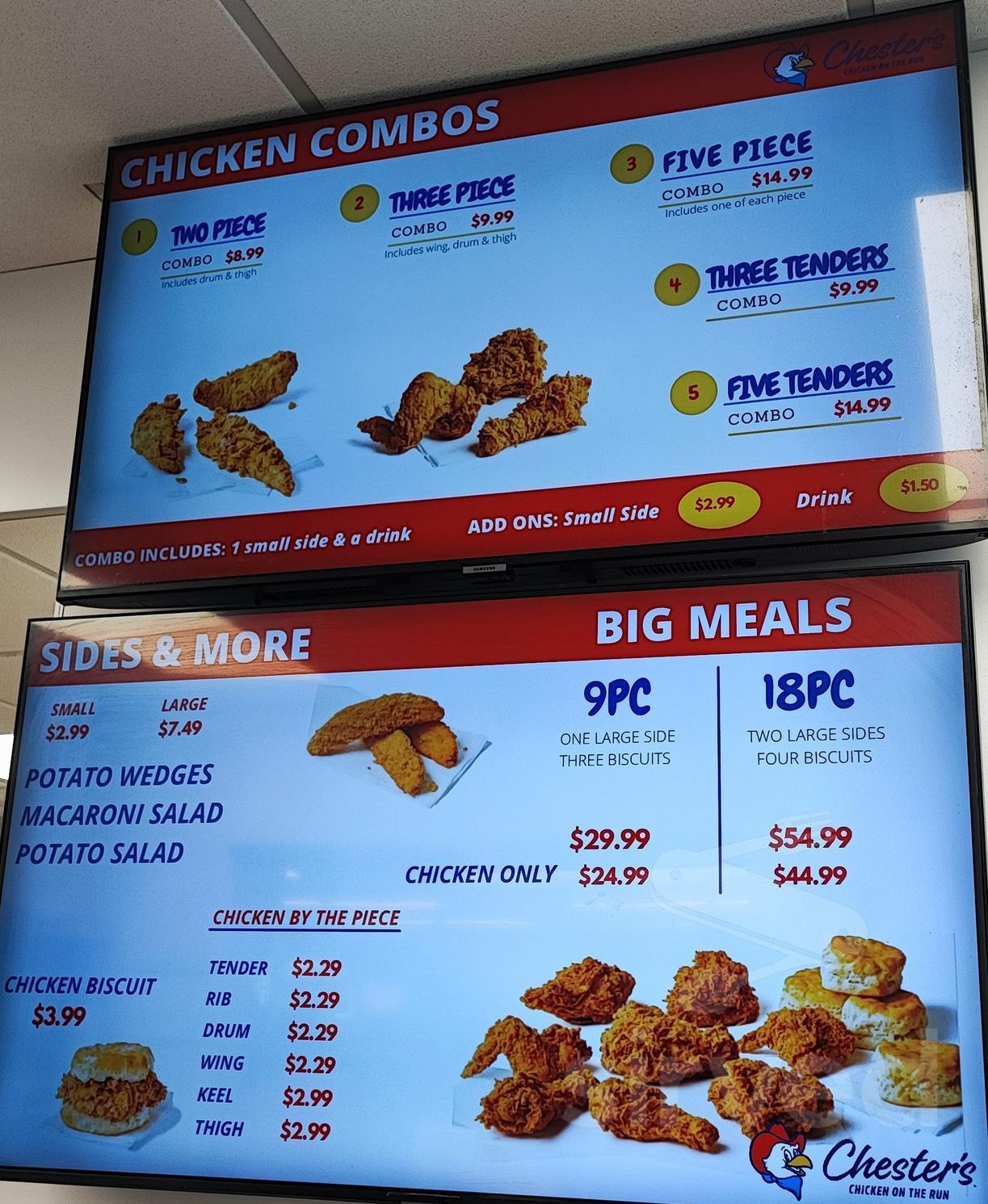 Menu for Chester’s Fried Chicken in Prince Albert, SK | Sirved