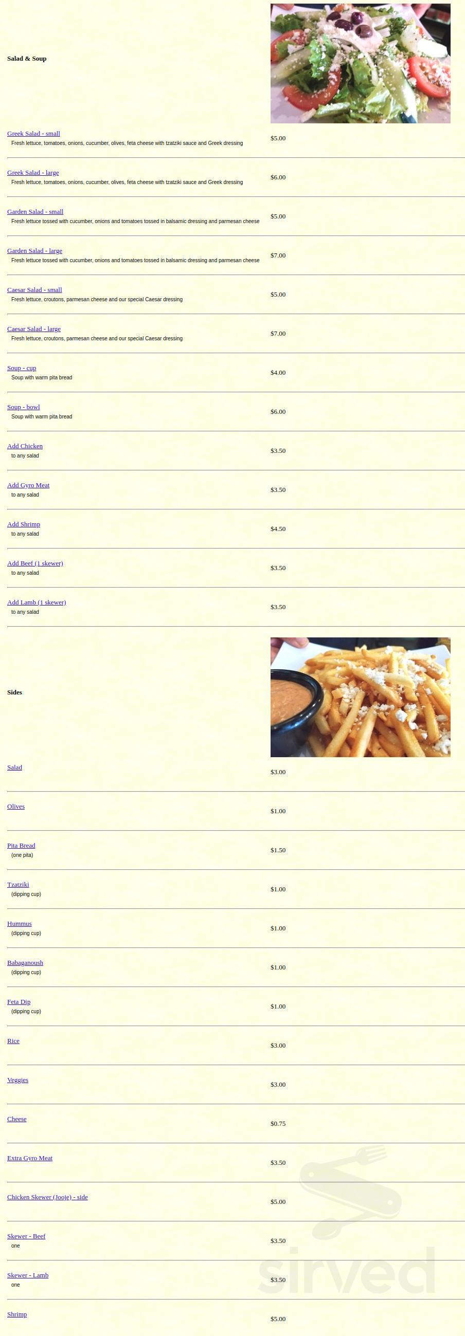 Bella Balducci's Mediterranean Cuisine menu in Kirkland, Washington, USA