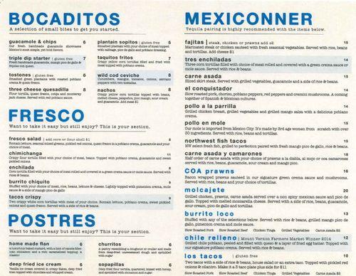COA mexican eatery & Tequileria MV menu in Mount Vernon, Washington, USA