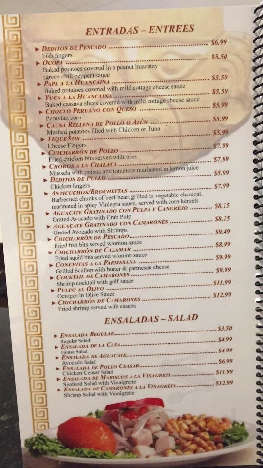 Menu - Hialeah FL's Ceviche Inca | Sirved