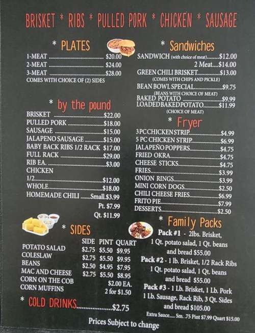 La Sierra Mesquite Smoked BBQ menu in Roswell, New Mexico, USA