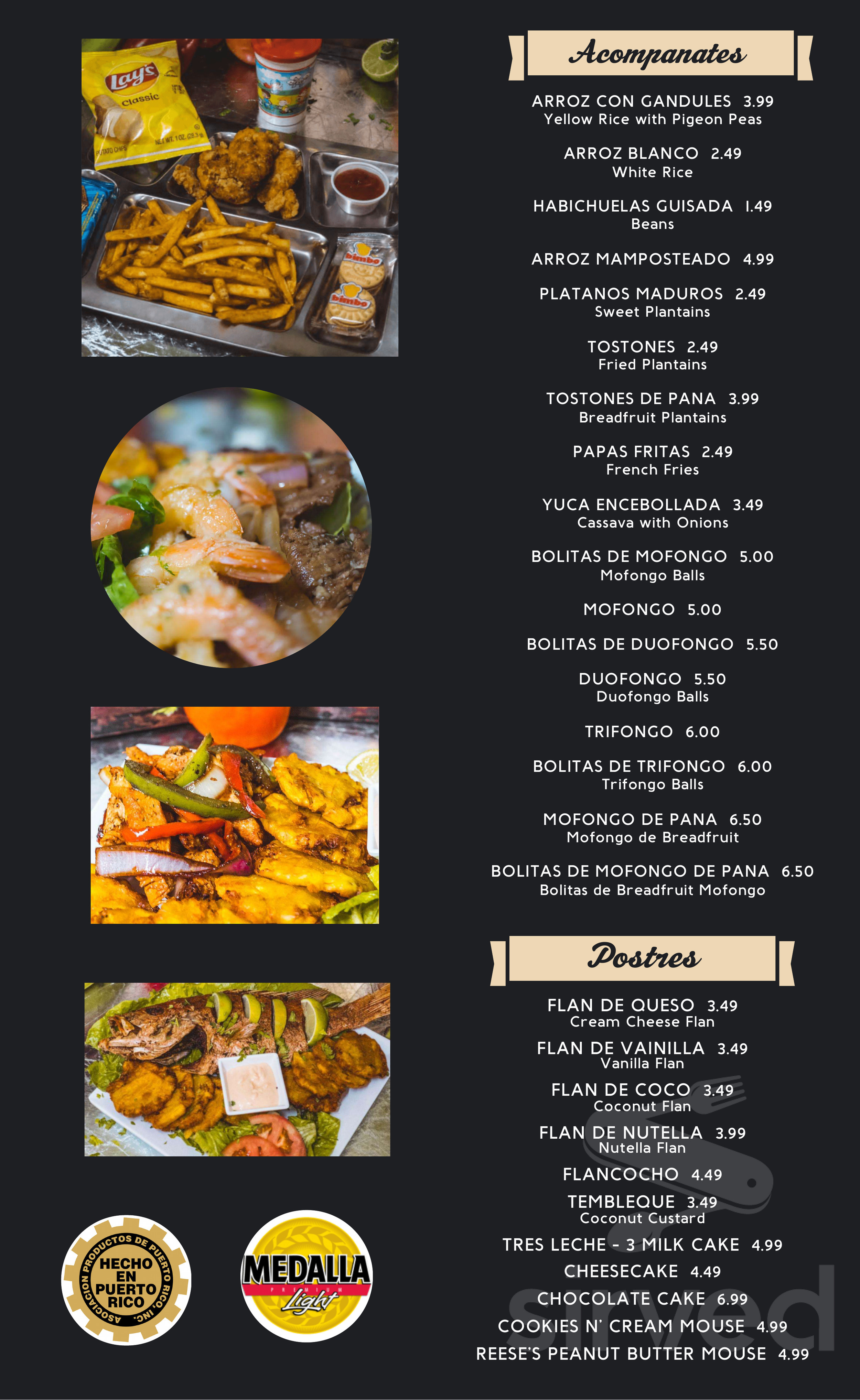 El Rincon Boricua Restaurant menu in Lehigh Acres, Florida, USA