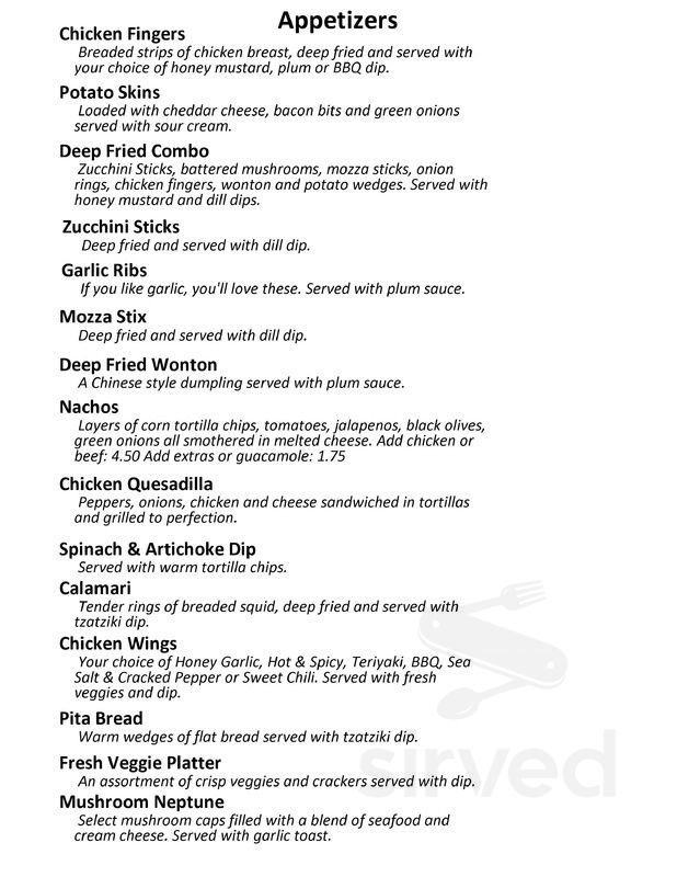 Cariboo Hotel menus in Quesnel, British Columbia, Canada