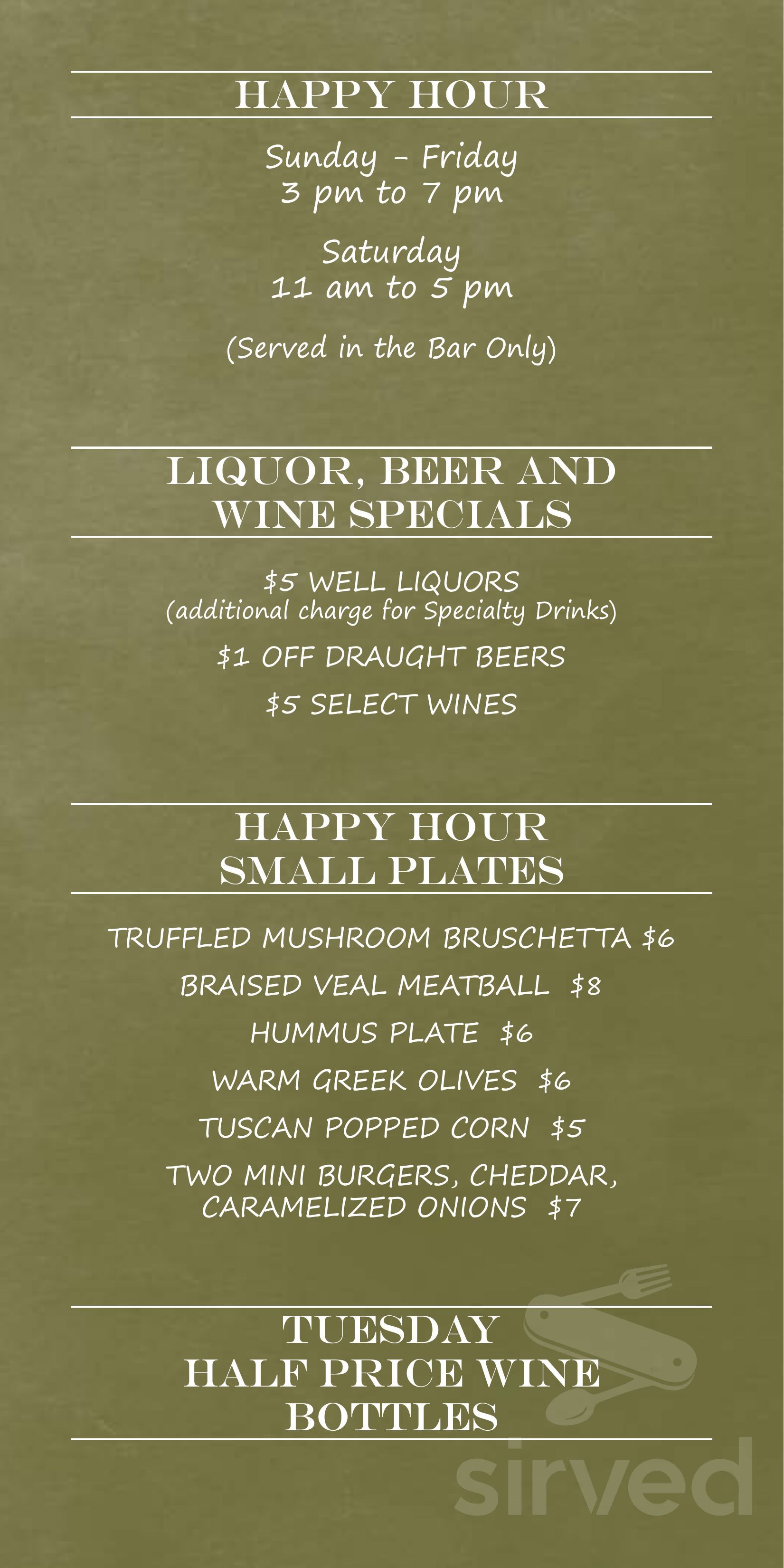 NAPA Kitchen + Bar Montgomery menus in Montgomery, Ohio, United States