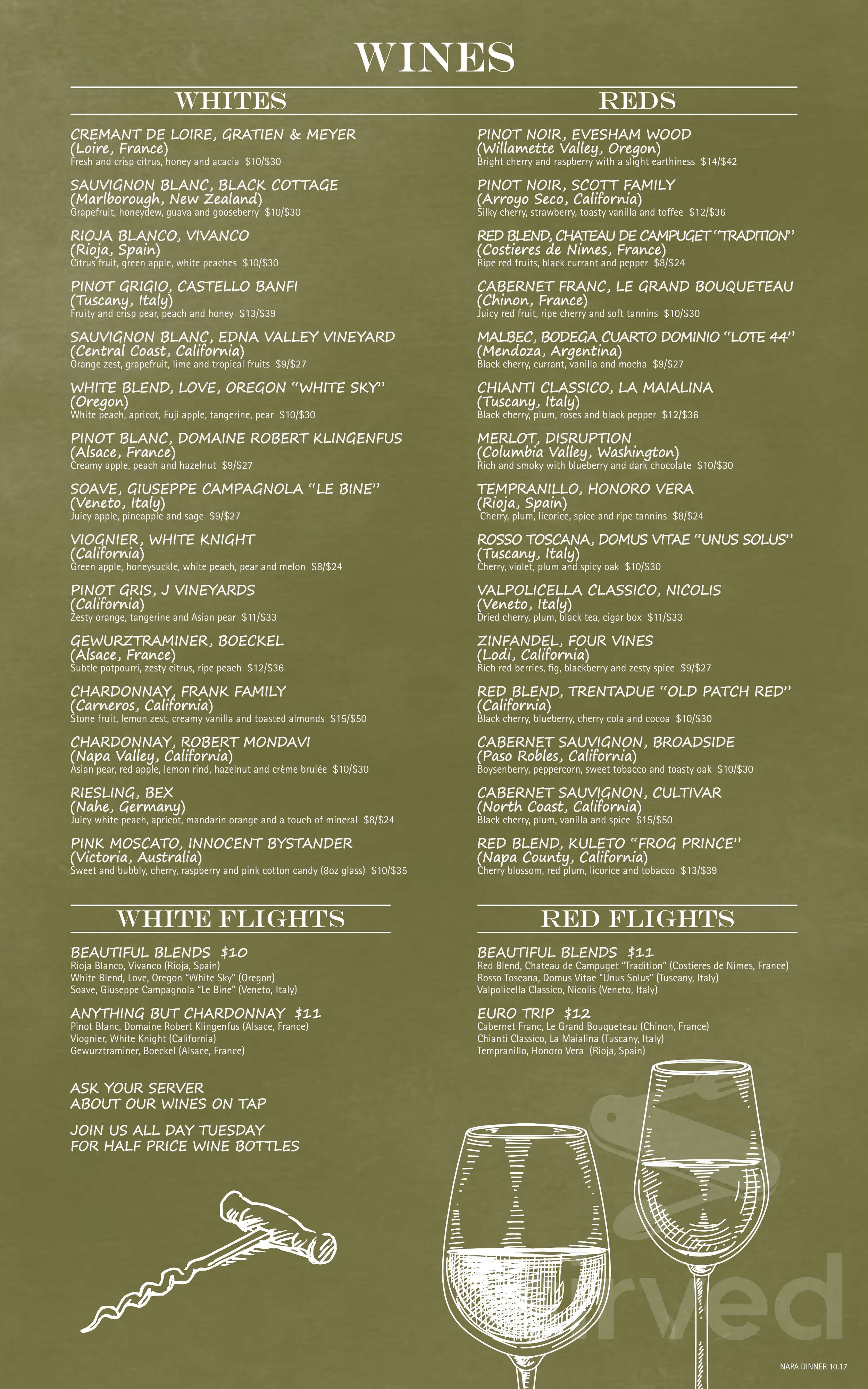 NAPA Kitchen + Bar Montgomery menus in Montgomery, Ohio, United States