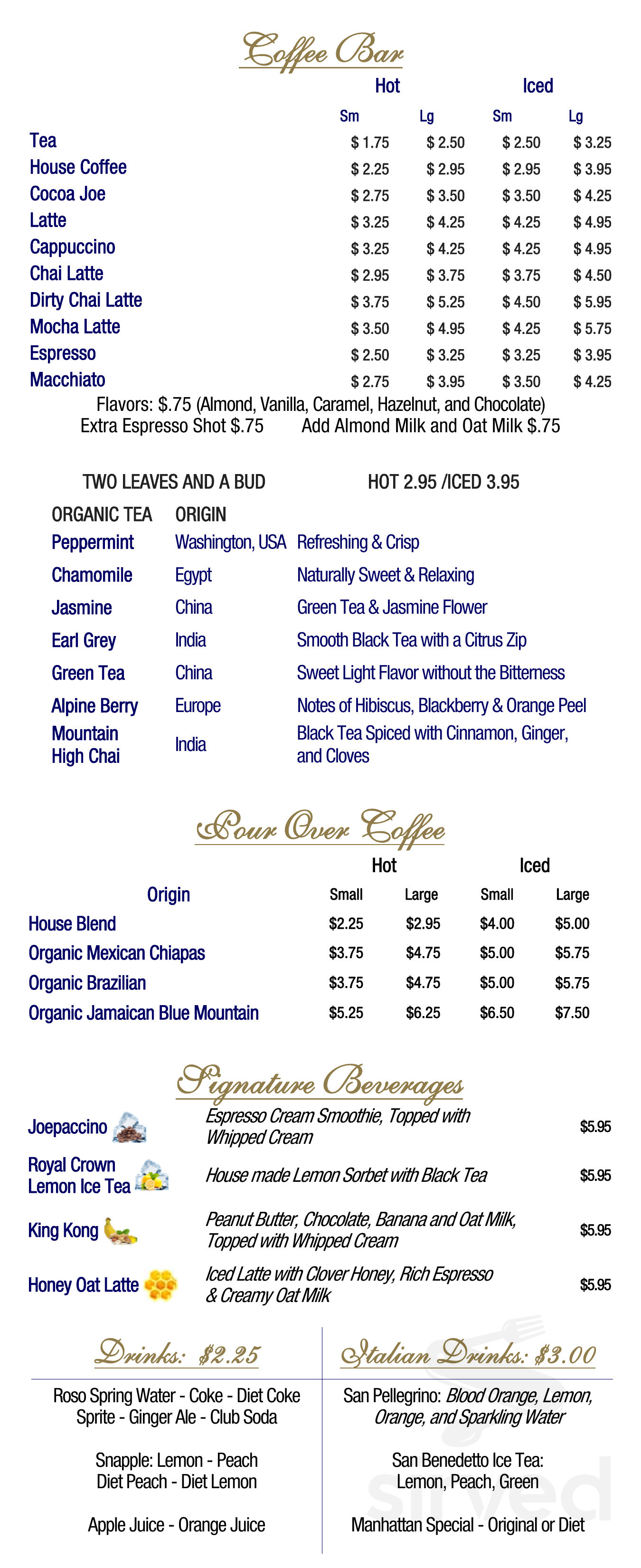 Menu for Filoncino Cafe in Staten Island, NY | Sirved