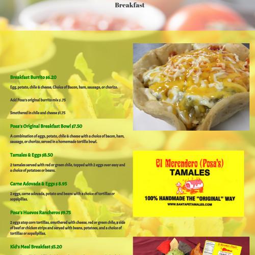 Posa's Tamale Factory & Restaurant menu in Santa Fe, New Mexico, USA