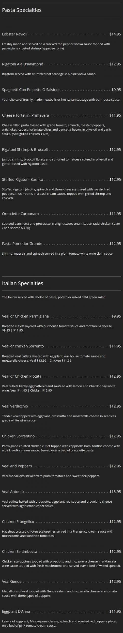 D'Raymonds menu in Loudonville, New York, USA