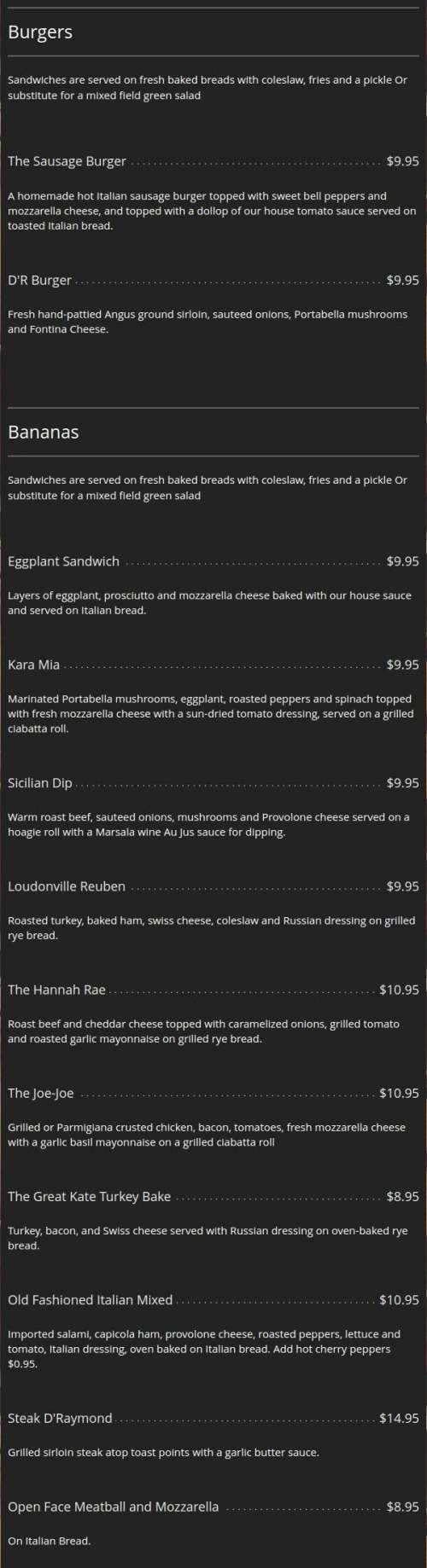 D'Raymonds menu in Loudonville, New York, USA