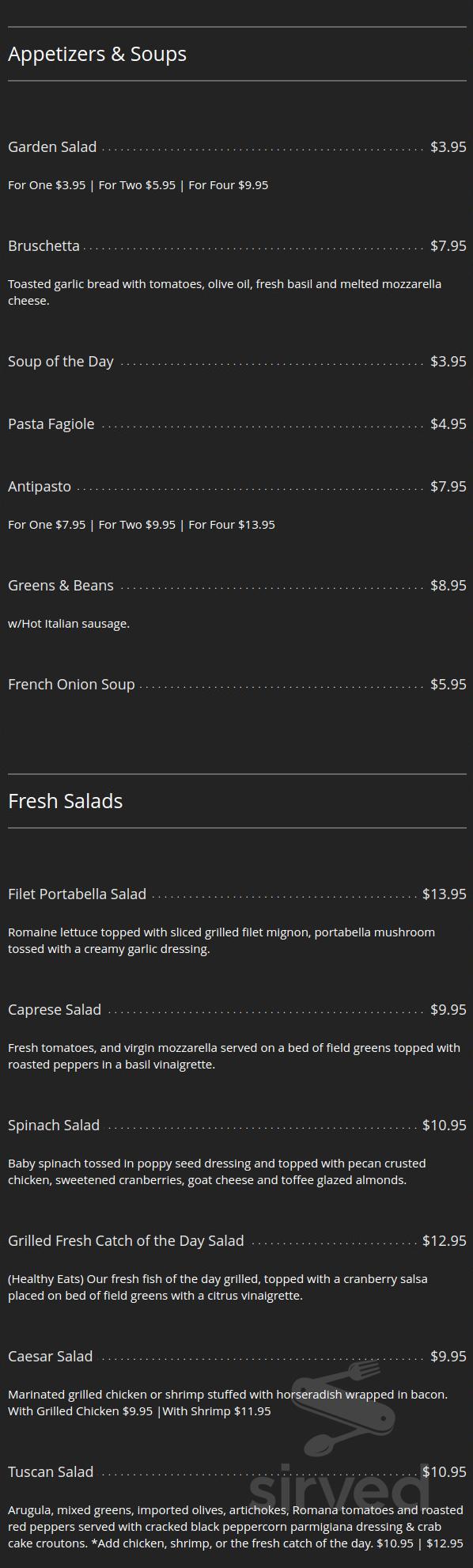 Menu for D'Raymonds in Loudonville, NY | Sirved