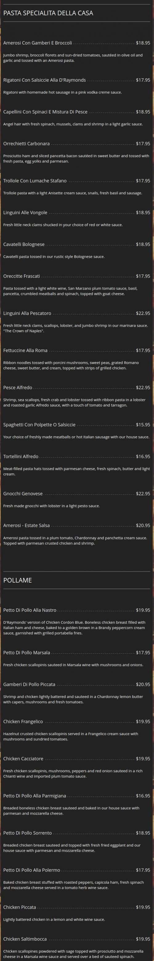 D'Raymonds menu in Loudonville, New York, USA