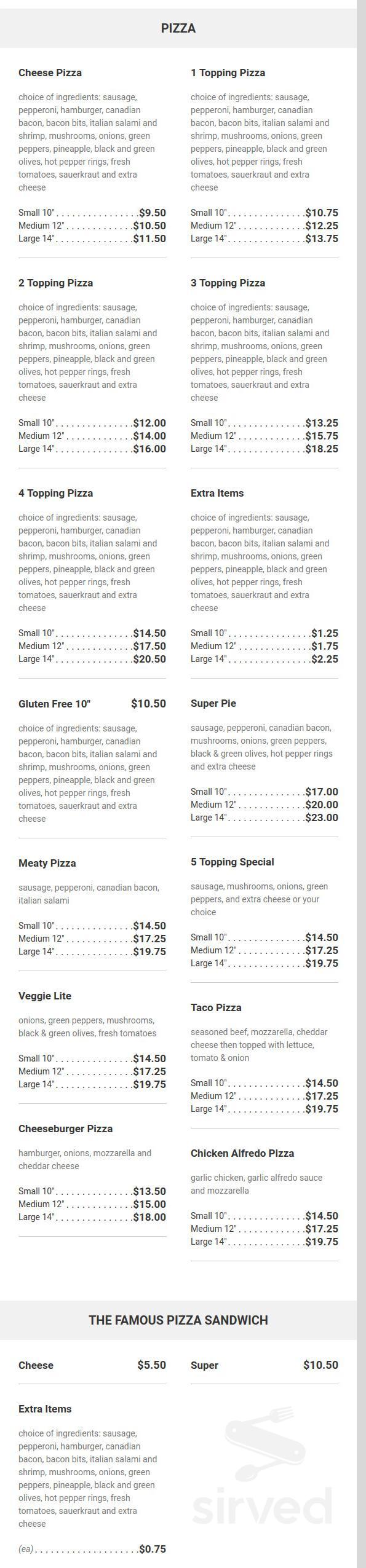 Carbone's Pizzeria - Minneapolis menus in Minneapolis, Minnesota ...