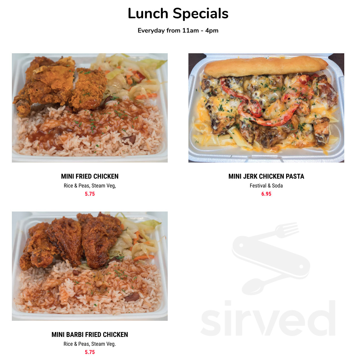 Pan Fridays menu in Lauderhill, Florida, USA