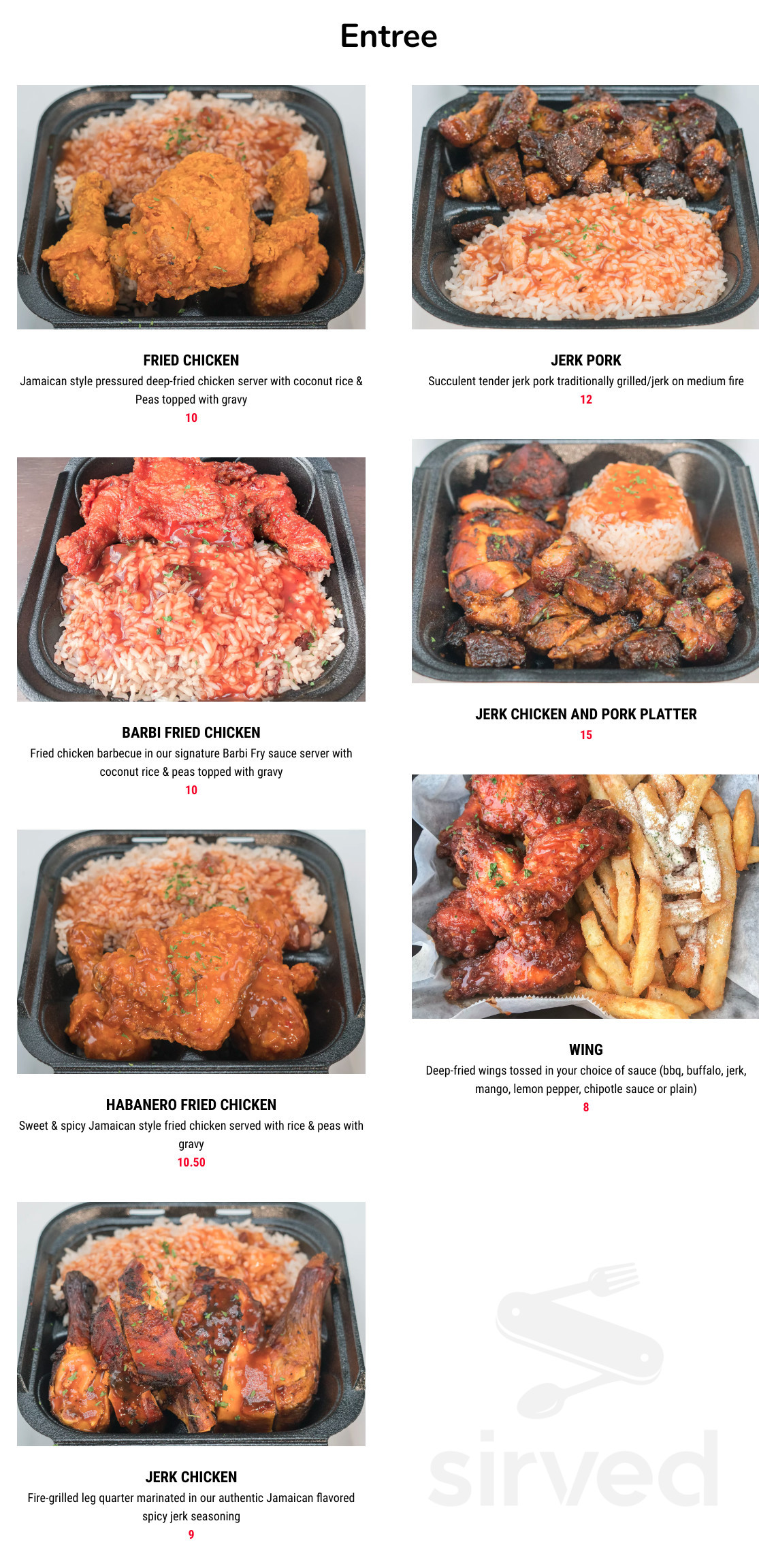 Pan Fridays menu in Lauderhill, Florida, USA