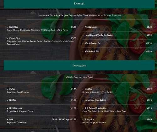 Sugar n spice menu in Waterford, Pennsylvania, USA