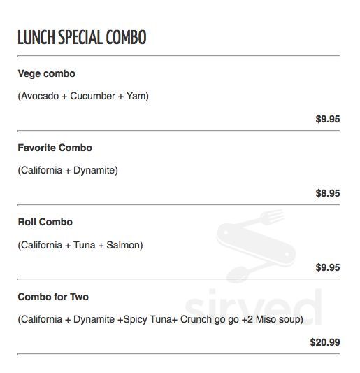 Miki's Sushi menus in Campbell River, British Columbia, Canada