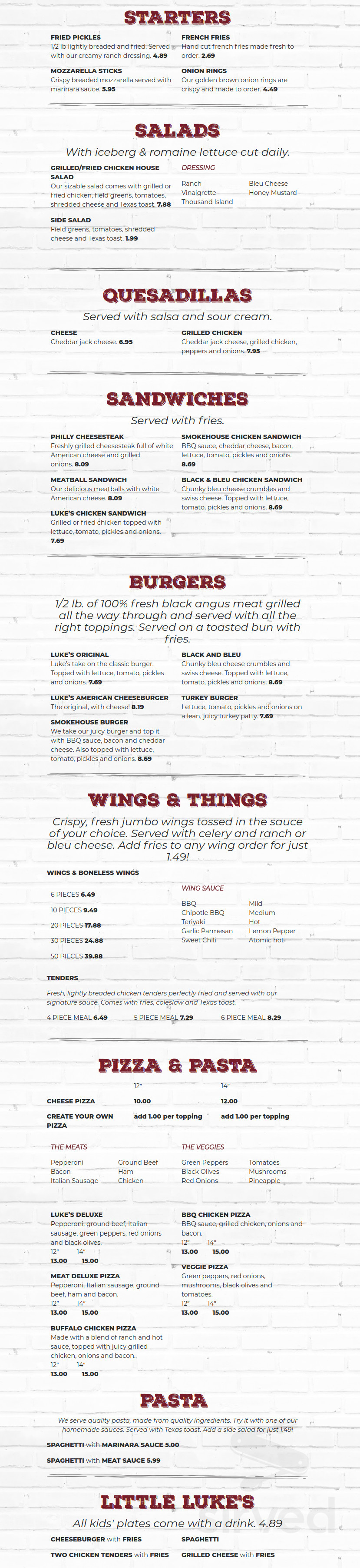 Buffalo Luke's menus in Jasper, Georgia, United States