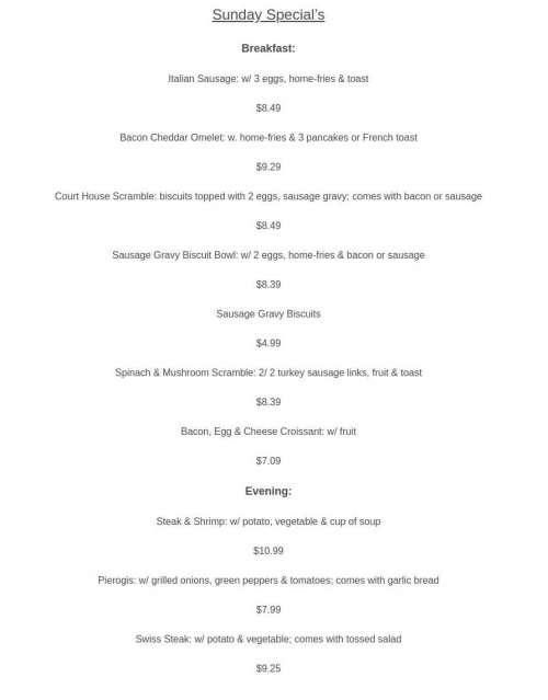 Coventry Diner menu in Akron, Ohio, USA