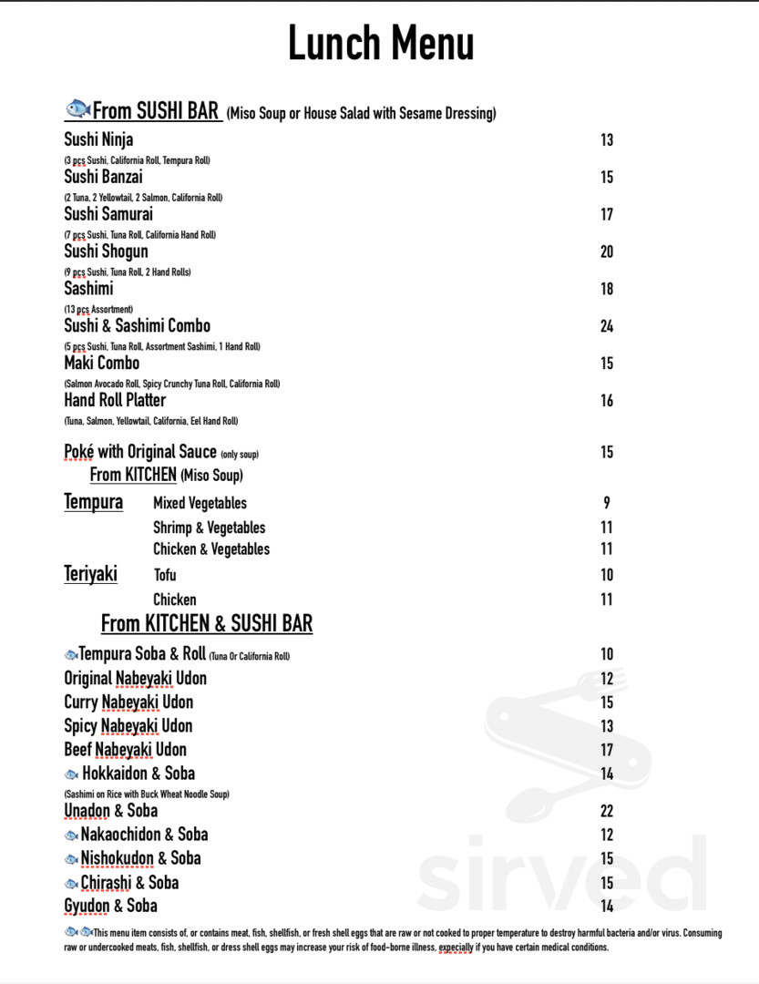 Takumi Japanese Restaurant Commack menu in Commack, New York, USA