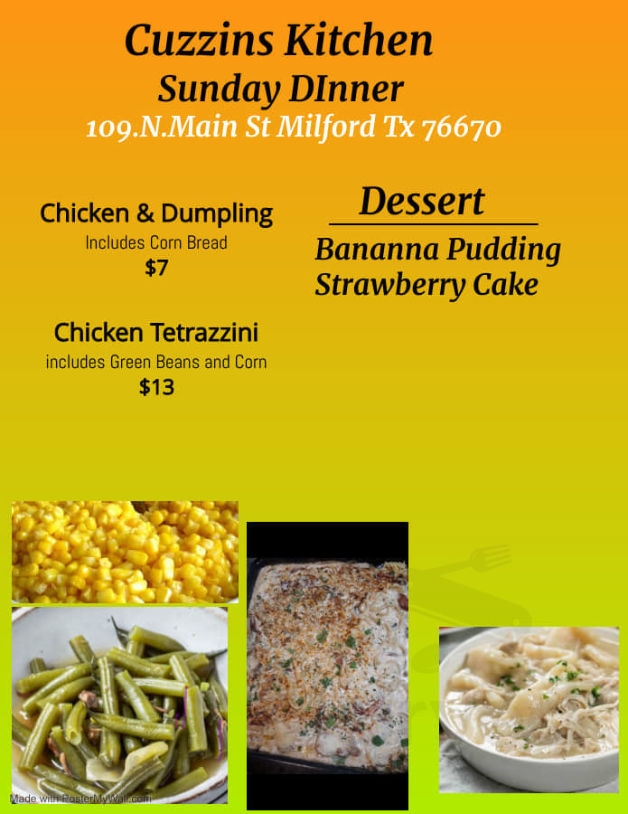 Menu - Milford TX's Beulah's Bucket | Sirved