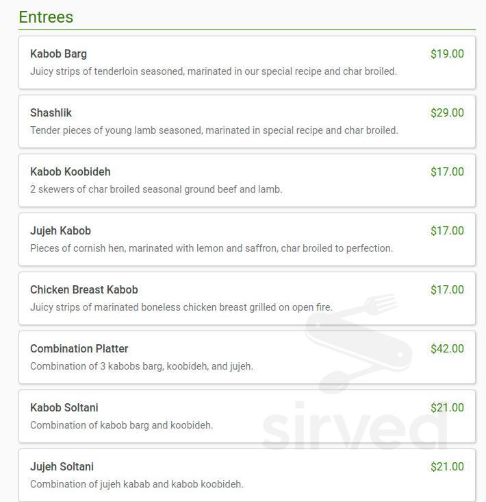 Patoug Persian Cuisine menu in Oakland Gardens, New York, USA