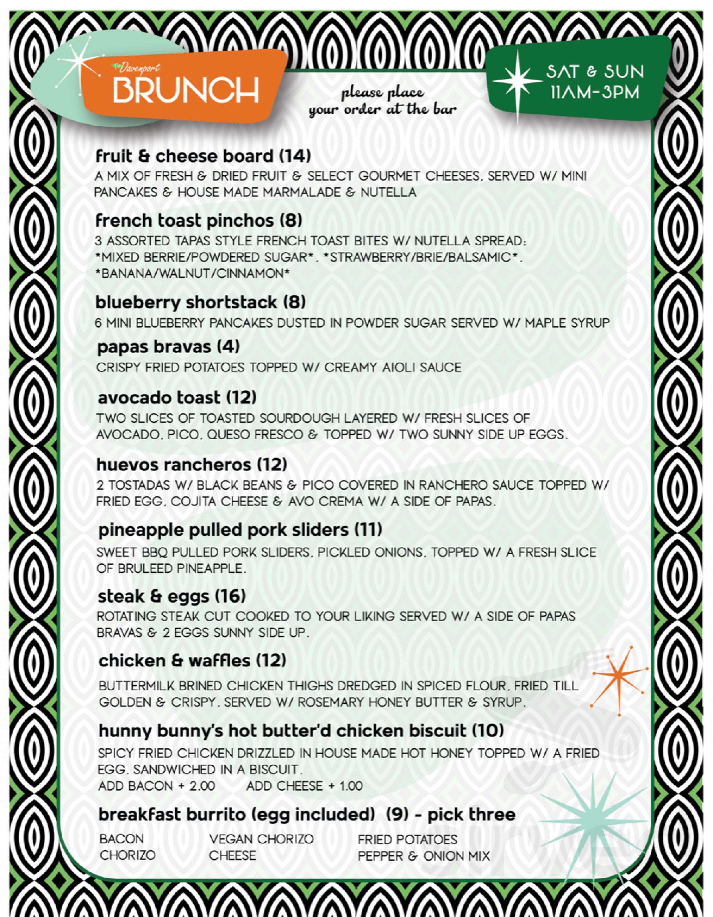 The Davenport menus in San Marcos, Texas, United States