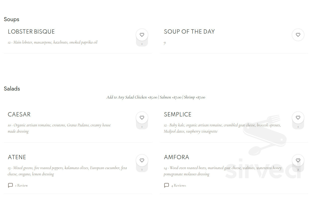 Amfora Mediterranean European Restaurant menus in Estero, Florida ...