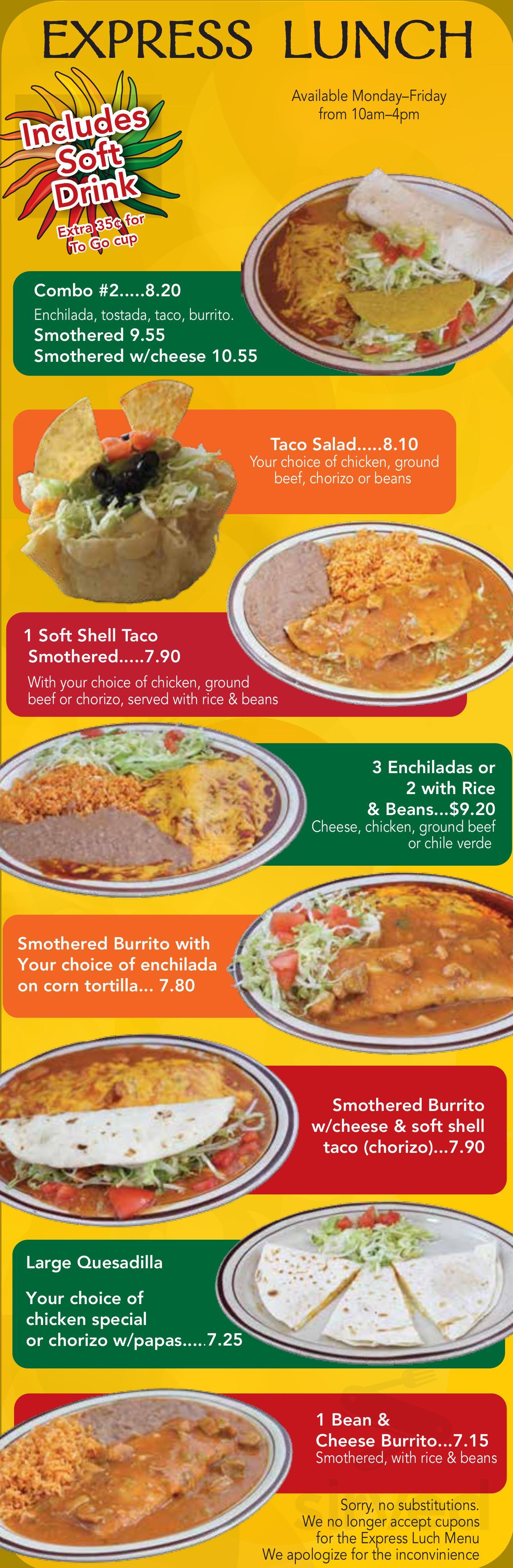 Las Glorias menu in Draper, Utah, USA