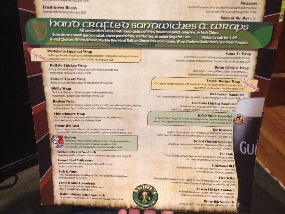 Swifty's Restaurant & Pub menu in Utica, New York, USA