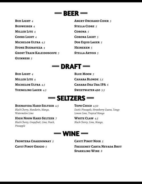 The Houndstooth menu in Tuscaloosa, Alabama, USA