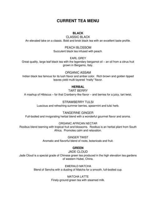 The Lobby Coffee Shop menu in Comfort, Texas, USA