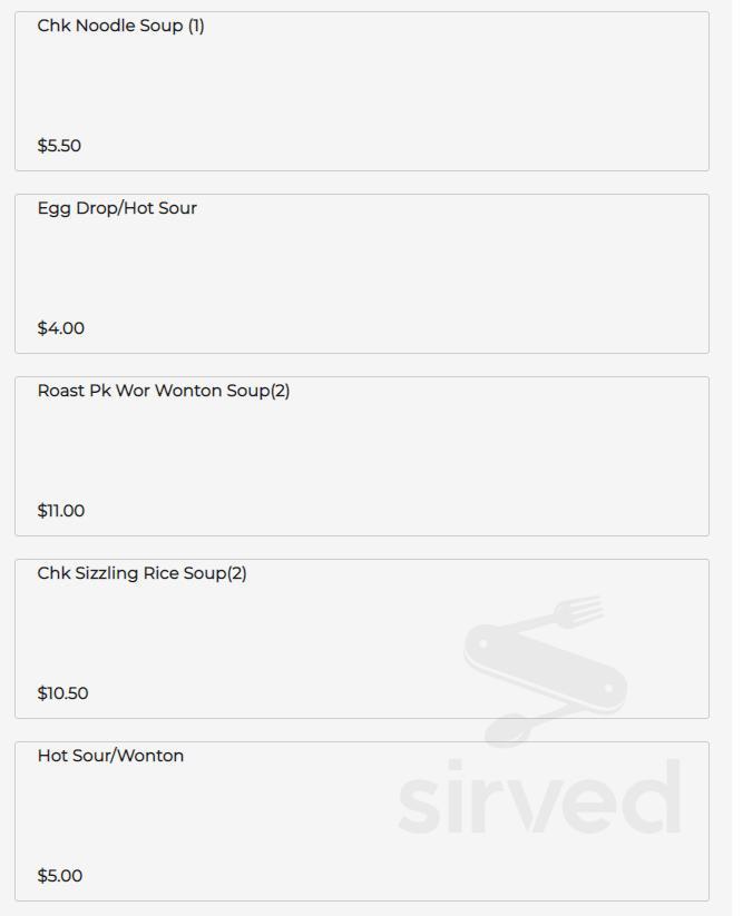 Simon's Chinese Cuisine menu in Alpharetta, Georgia, USA